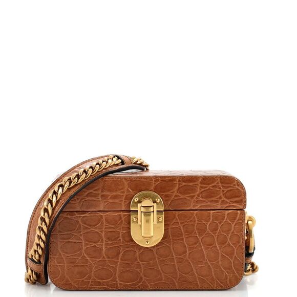 Prada | Bags | Prada Trunk Box Chain Bag Crocodile Brown | Poshmark